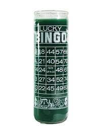 CANDLE 8" Screened Glass BINGO LUCKY GREEN 12PK | PJ DISTRIBUTORS