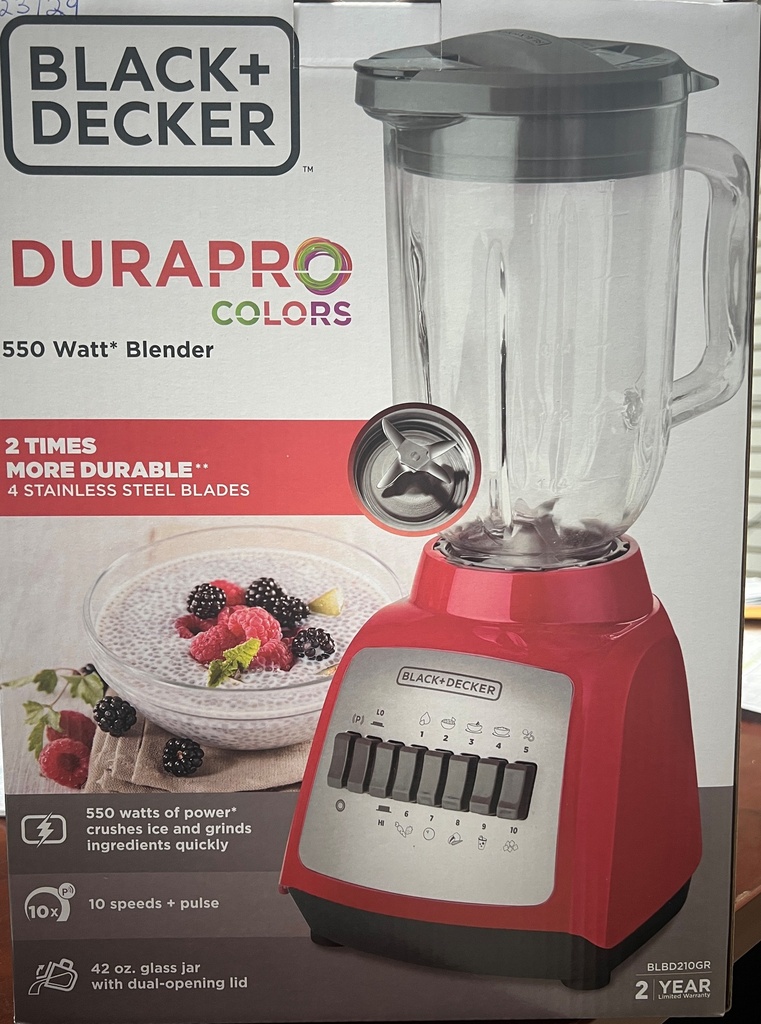 BLACK & DECKER BLENDER 10 SPD GLASS JAR RED BLBD210GR | PJ DISTRIBUTORS
