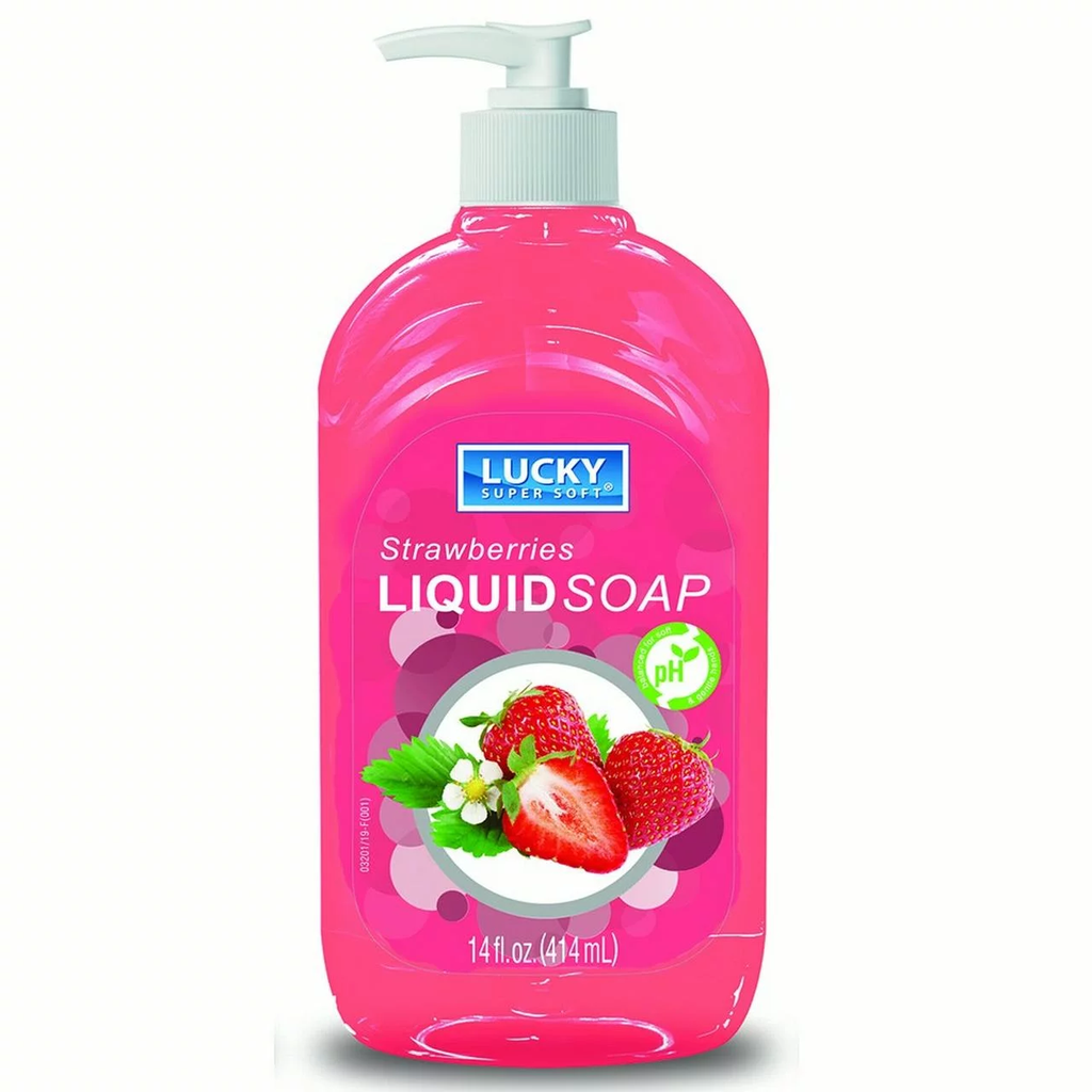 LUCKY LIQUID CLEAR SOAP STRAWBERRY 14oz /12 | PJ DISTRIBUTORS