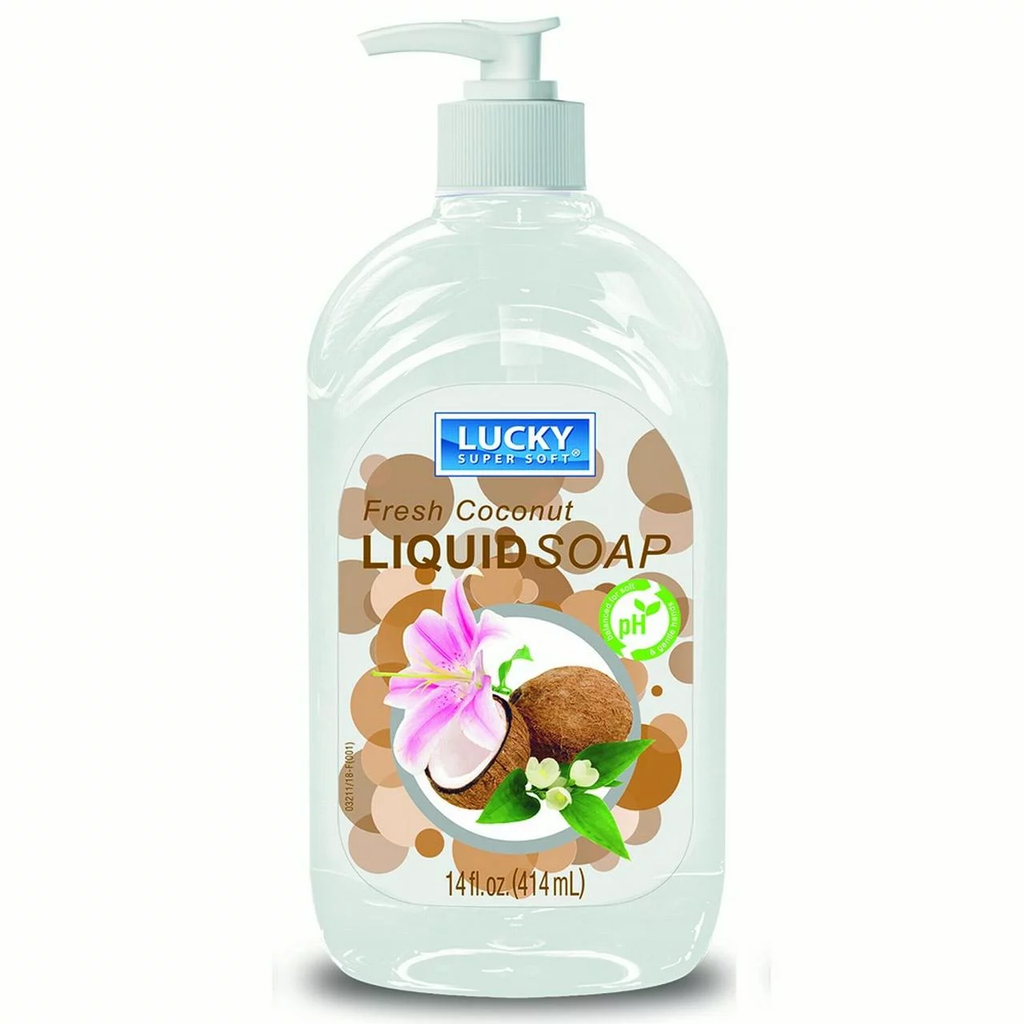 LUCKY LIQUID CLEAR SOAP COCONUT 14oz /12 | PJ DISTRIBUTORS