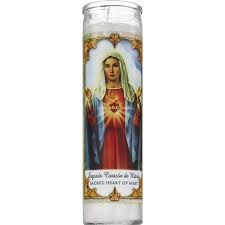 CANDLE 8" W/Label Corazon Maria 12pk Red | PJ DISTRIBUTORS